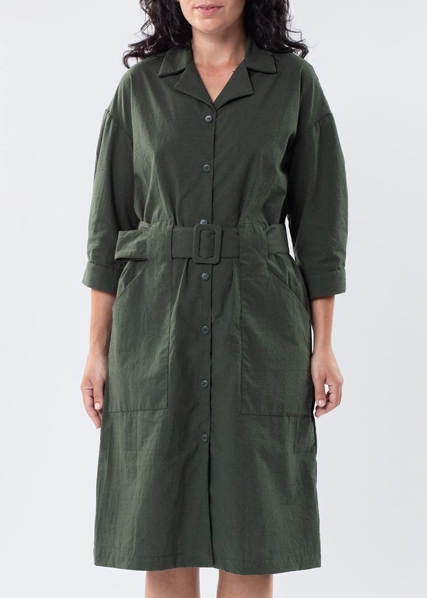 ATMOSPHERIC DRESS / OVERCOAT OLIVE – Kumo