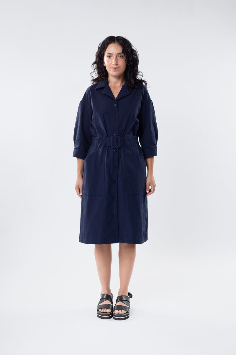 ATMOSPHERIC DRESS / OVERCOAT NAVY – Kumo