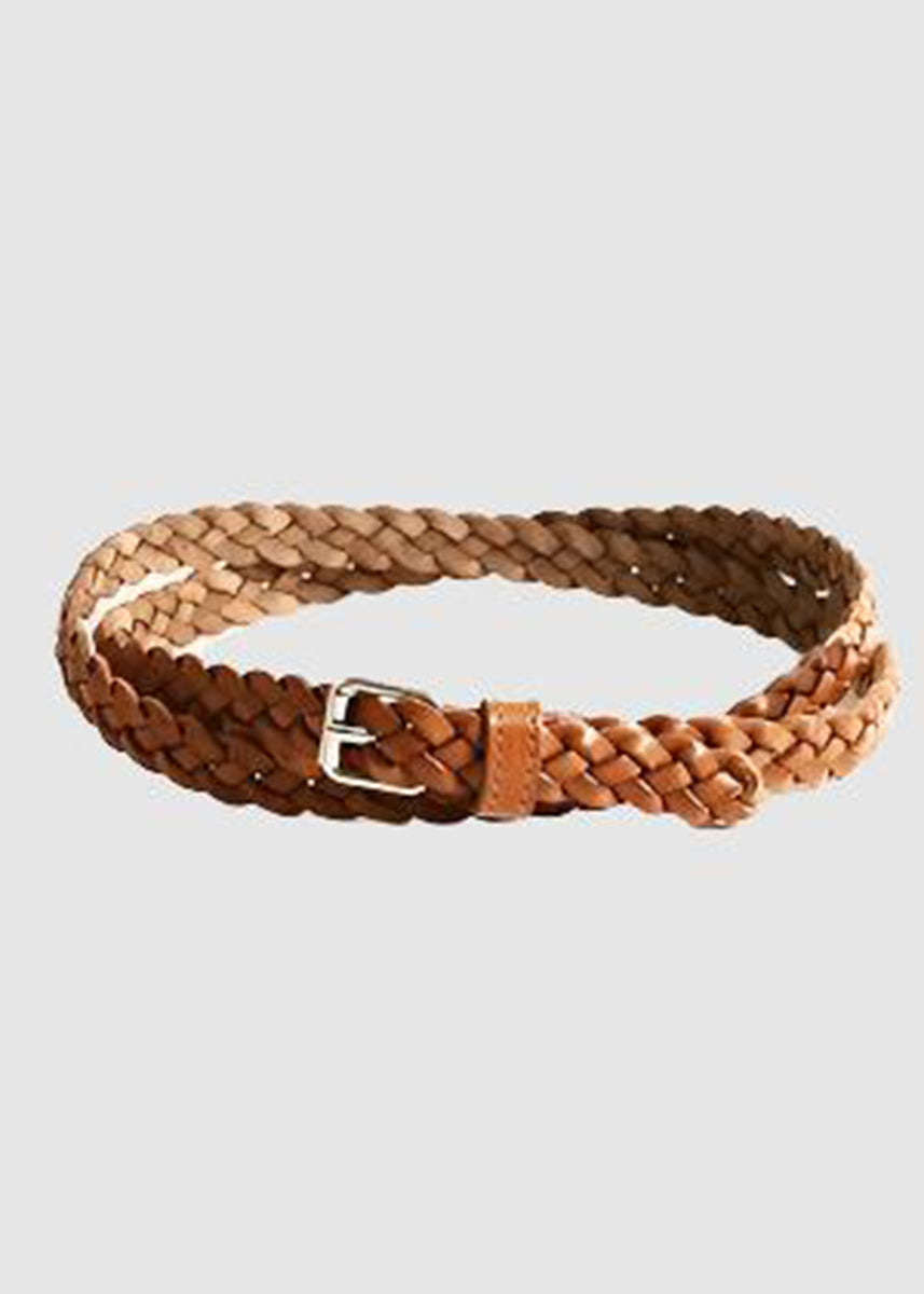 BRAIDED LEATHER BELT CAMEL – Kumo